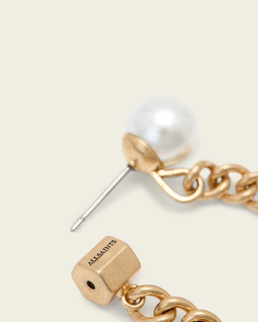 Lex Chain Pearl Earrings WARM BRASS | ALLSAINTS